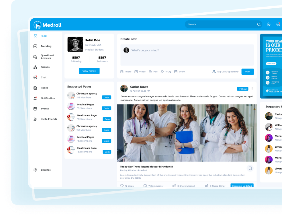 Medroll | Social Media Platform For Doctors