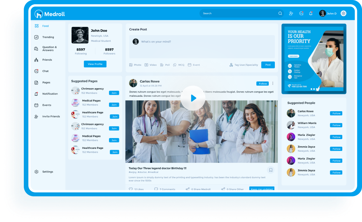 Medroll | Social Media Platform For Doctors